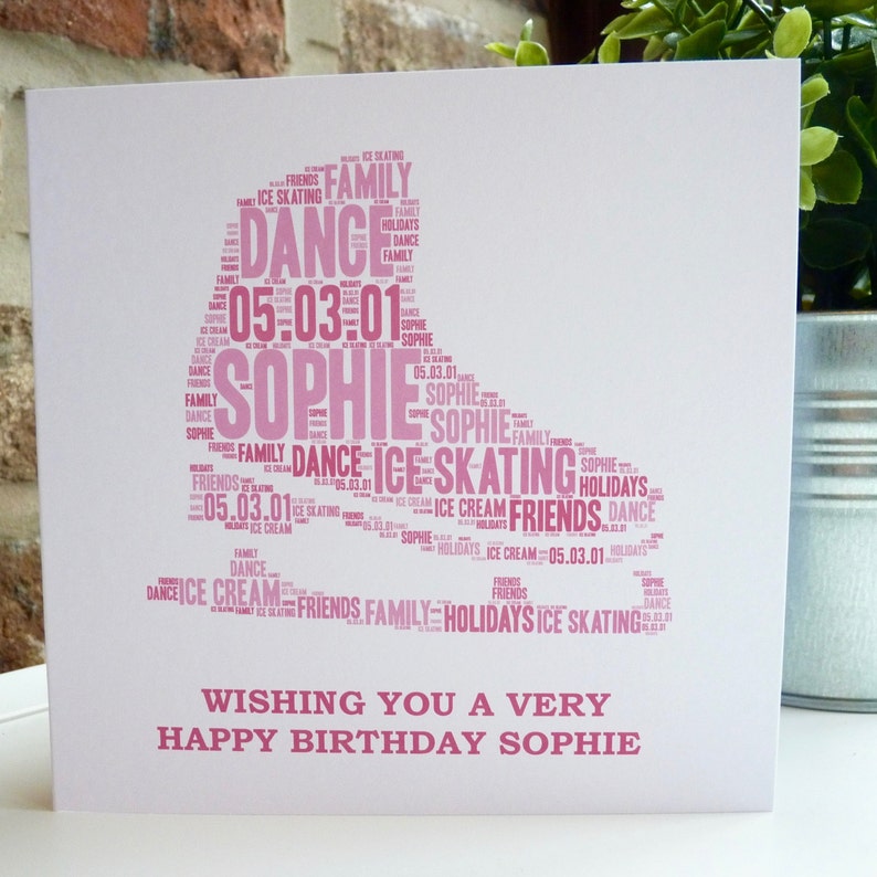 Personalised Ice Skate Card Personalised Birthday Card | Etsy