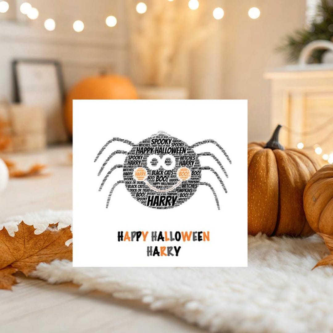 Halloween Card Personalised, Spider Card for Child Daughter Son ...