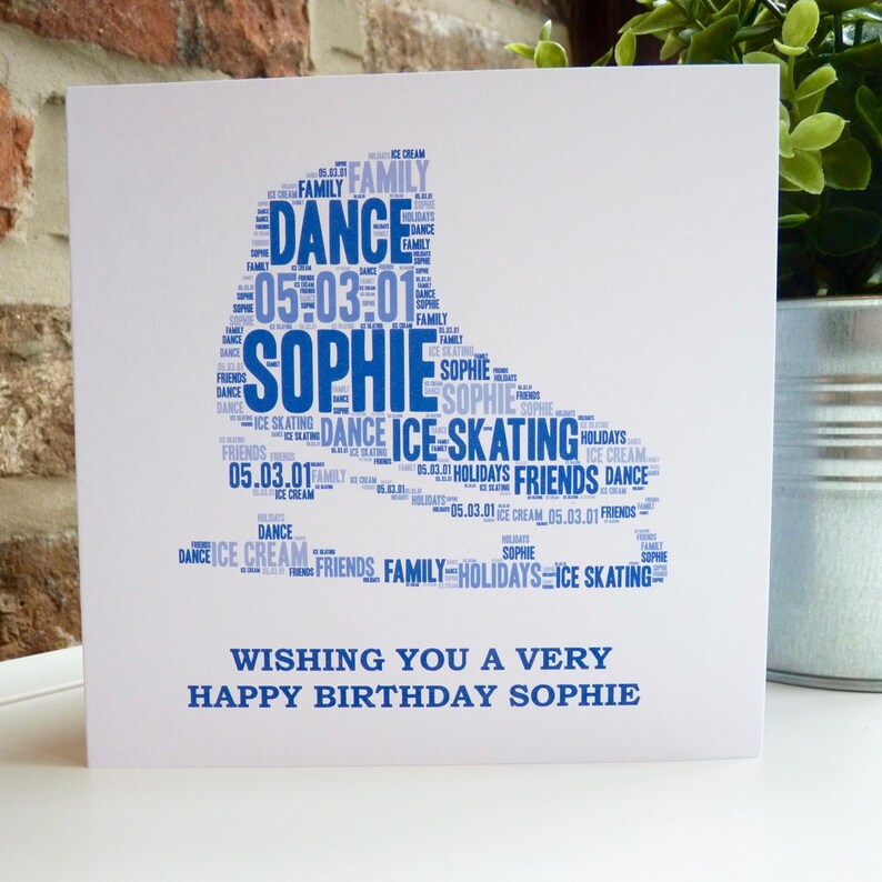 Personalised Ice Skate Card Personalised Birthday Card | Etsy
