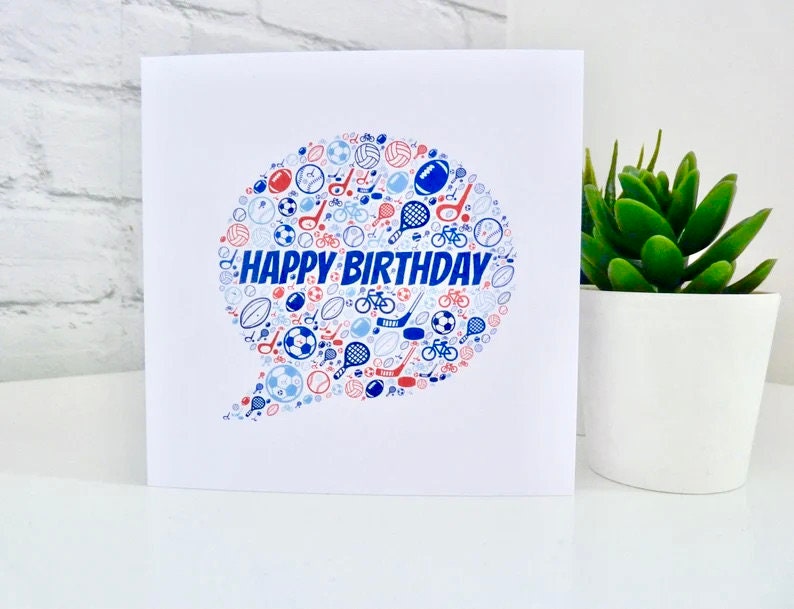 Sports Themed Birthday Card Sports Birthday Card Birthday - Etsy UK