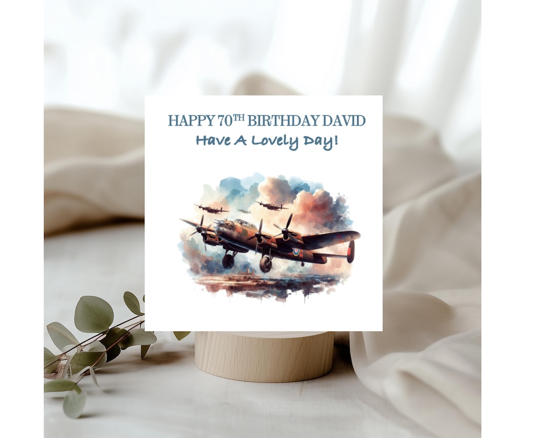 Personalised Lancaster Bomber Birthday Card, WW2 Airplane Birthday Card ...
