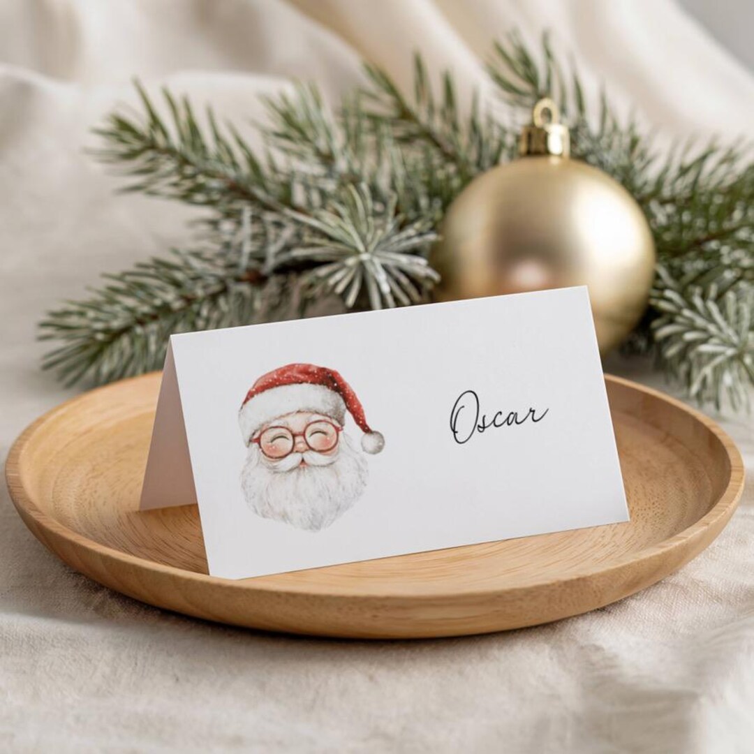 Personalised Christmas Table Place Cards, Santa Table Settings, Festive ...