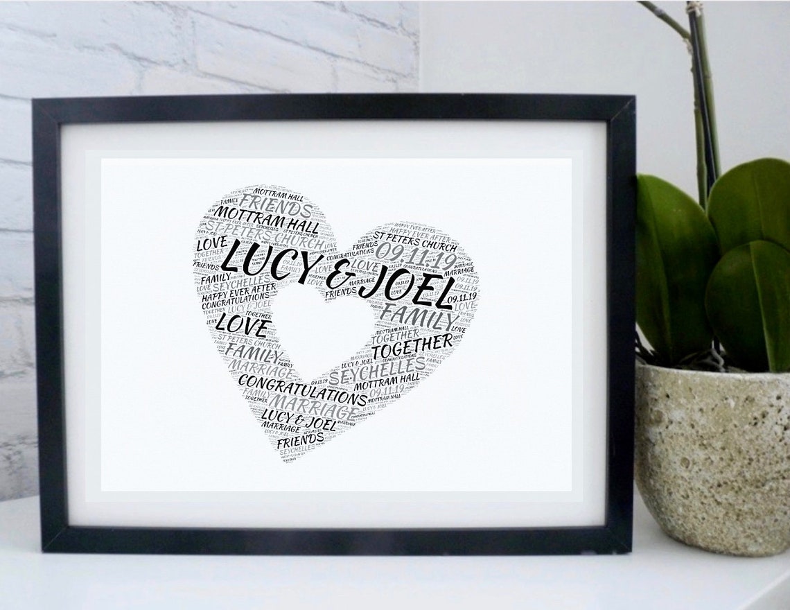 Personalised Heart Print Personalised Wedding Print - Etsy UK