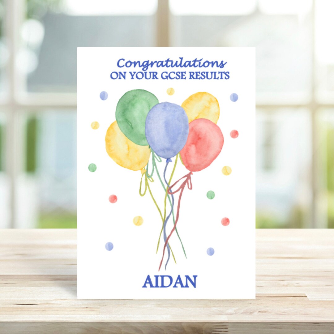 Personalised Exam Congrats Card, Balloons Card, Exam Results Card, Card ...