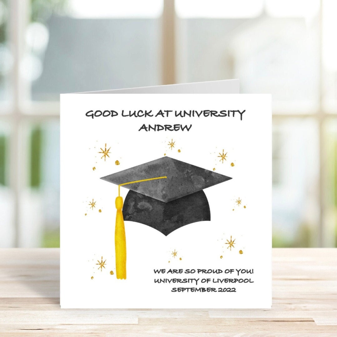 Personalised Good Luck at University Card, University Card, Mortar ...
