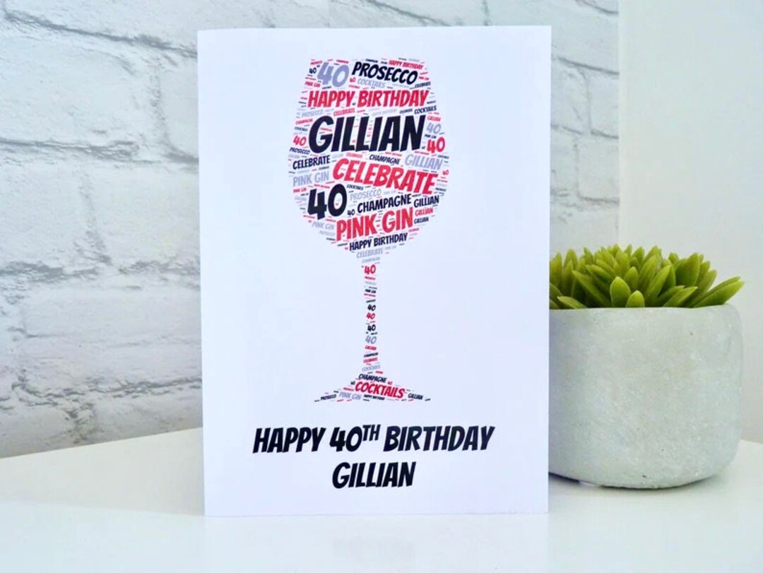 Personalised Wine Glass Birthday Card Wine Glass Card Wine Birthday