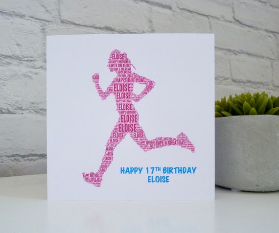 Personalised Female Runner Card Personalised Birthday Card | Etsy UK