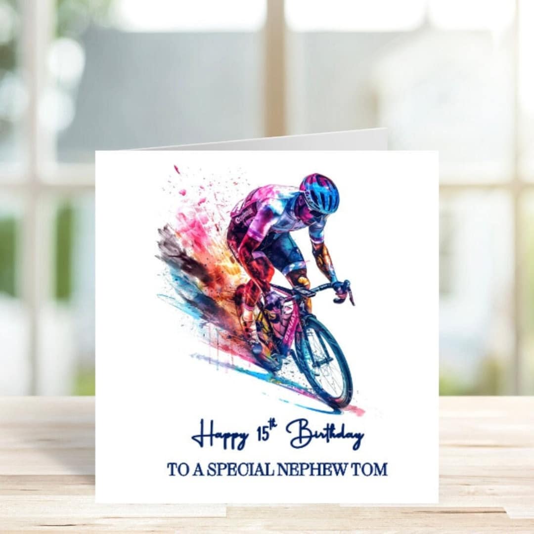 Personalised Cycling Birthday Card for Son, Grandson, Uncle, Husband ...