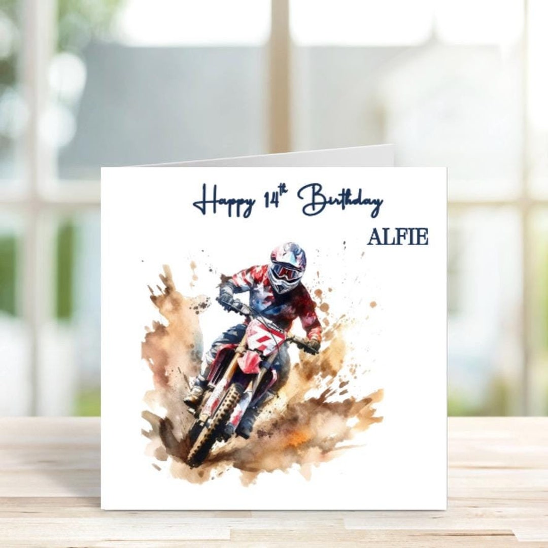 Personalised Motocross Birthday Card for Son, Grandson, Uncle, Husband ...