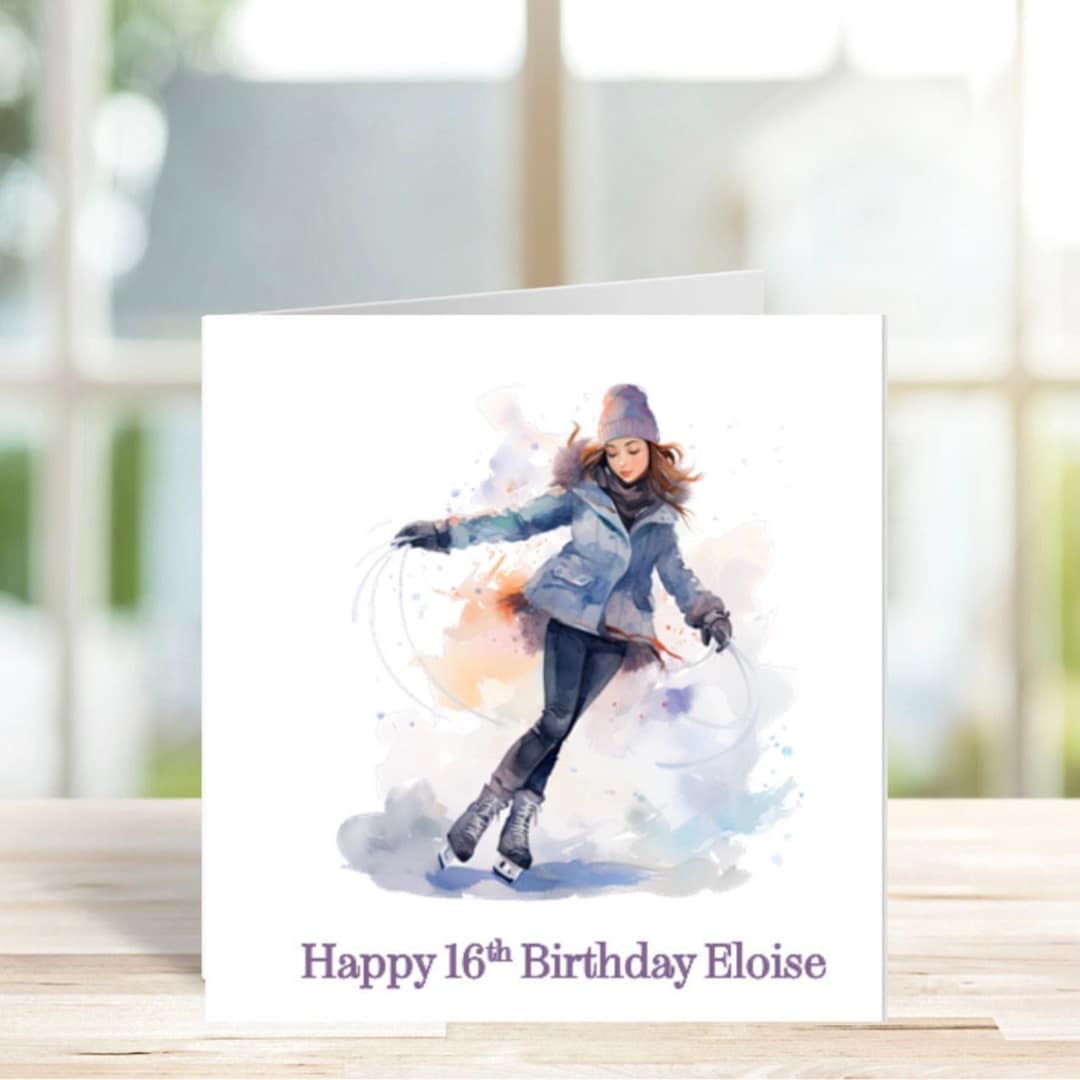 Personalised Female Ice Skating Card, Personalised Ice Skater Birthday ...