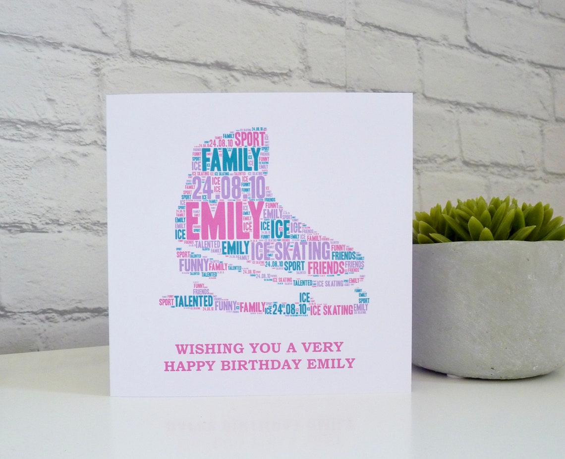 Personalised Ice Skate Card Personalised Birthday Card - Etsy UK