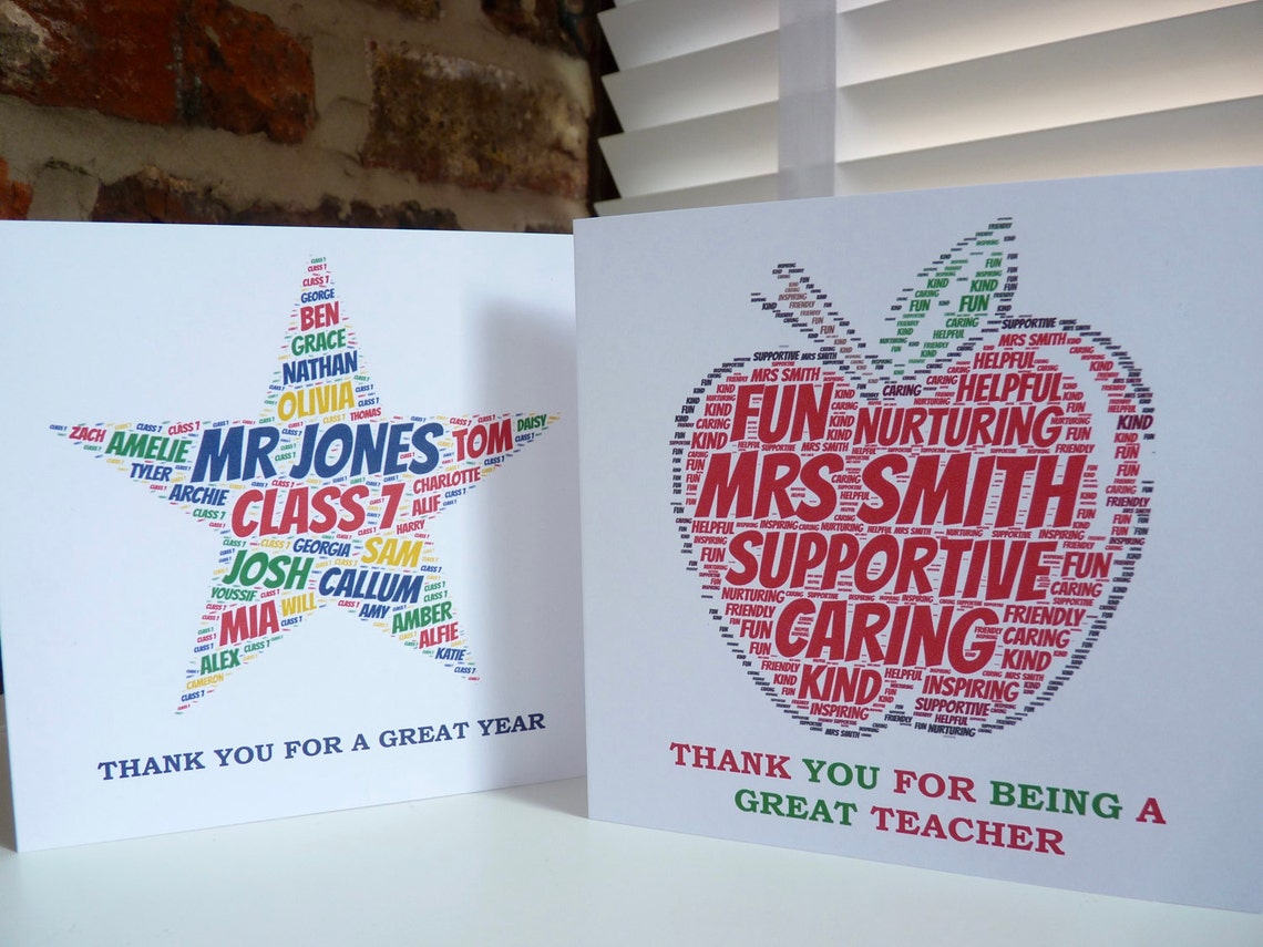 Personalised Star Teacher Card Personalised Teacher Card - Etsy UK