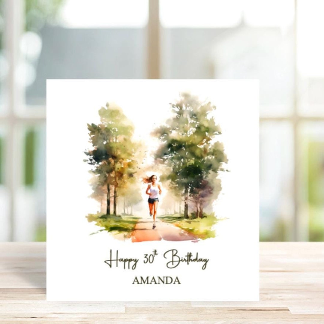 Personalised Runner Birthday Card, Personalised Female Runner Card ...