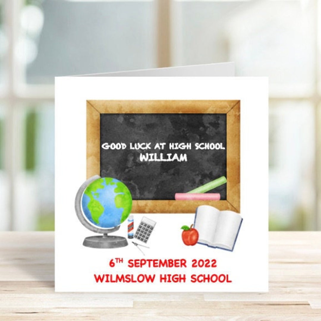 Personalised Good Luck at High School Card,high School Good Luck Card ...