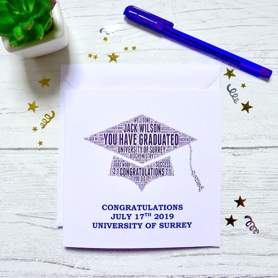 Personalised Graduation Card Personalised Mortar Board Card - Etsy UK