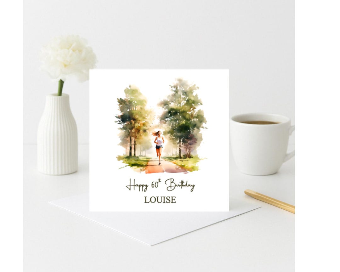 Personalised Runner Birthday Card, Personalised Female Runner Card ...