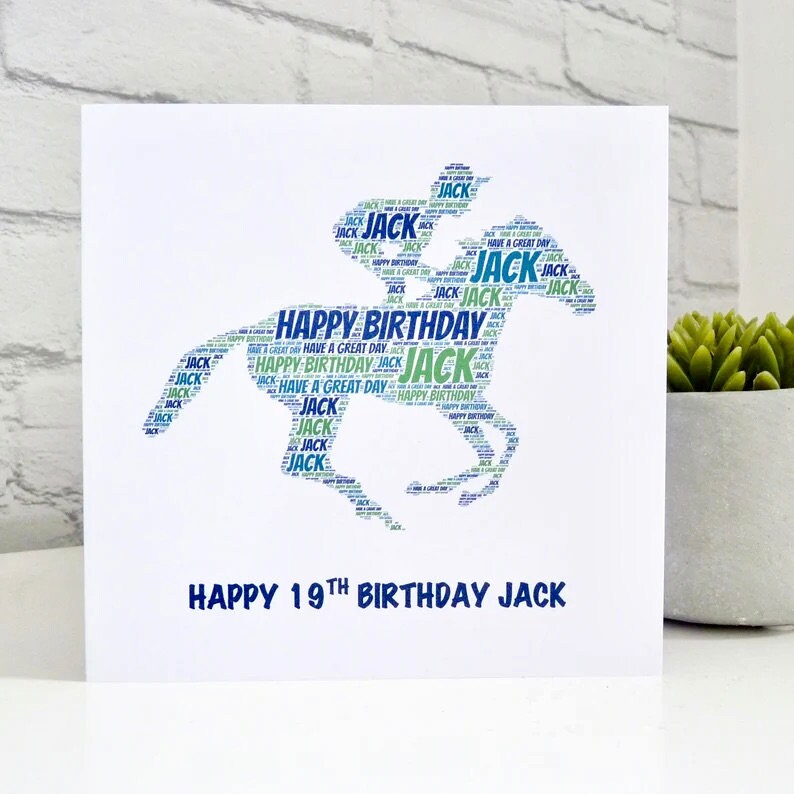 Personalised Horse Racing Birthday Card Horse & Jockey Card - Etsy UK