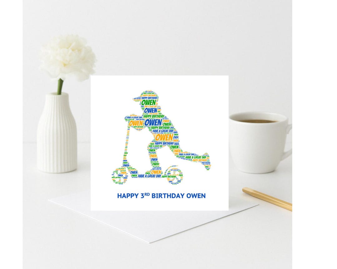 Personalised Kids Scooter Birthday Card, Scooter Card, Personalised ...