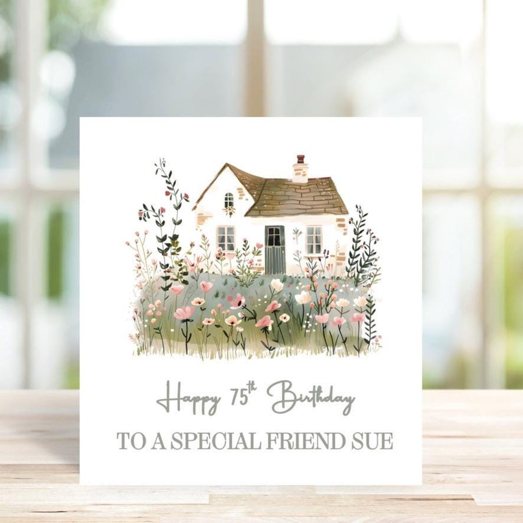 Personalised Country Cottage Birthday Card, Cottage Birthday Card for ...