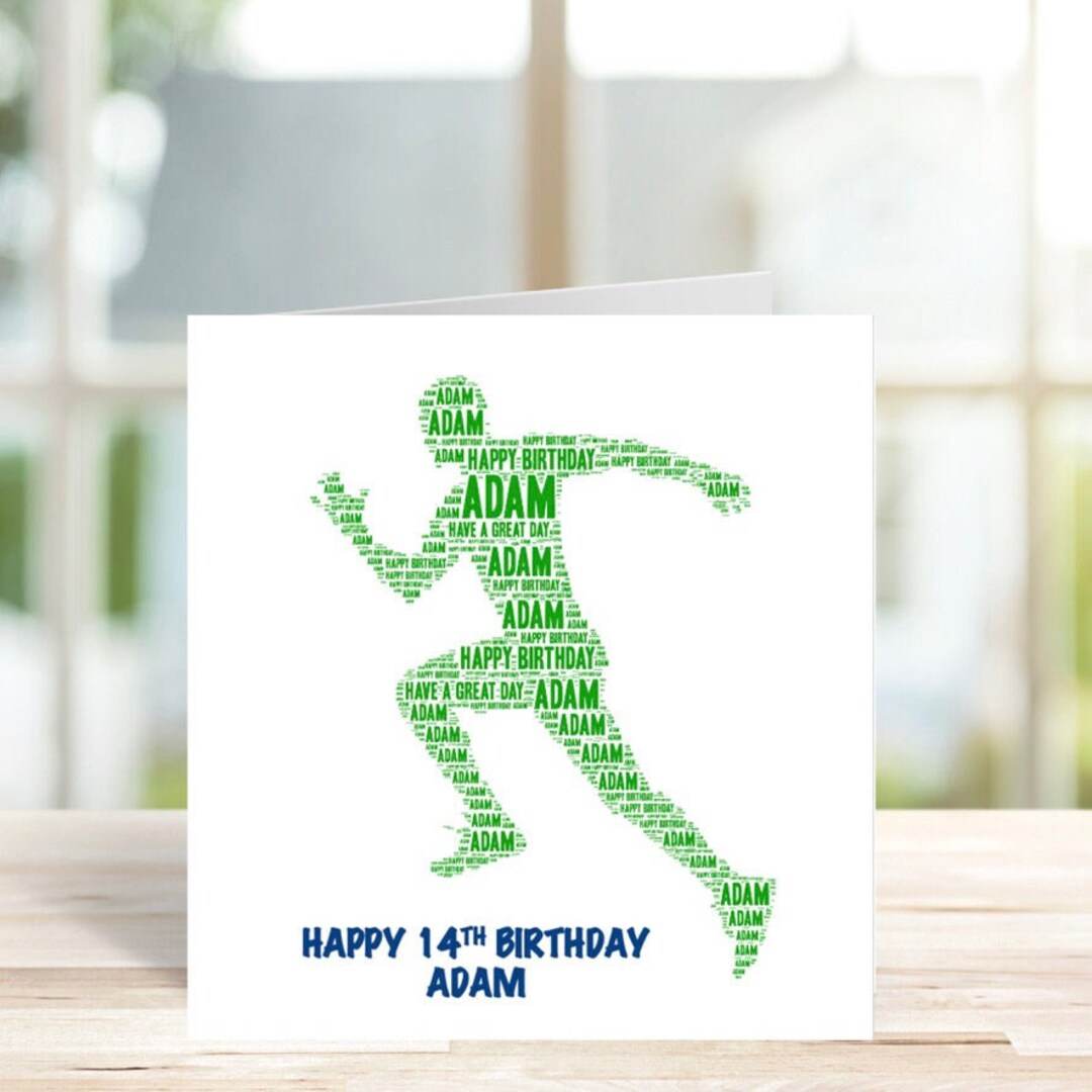 Personalised Male Runner Card, Personalised Birthday Card, Personalised ...