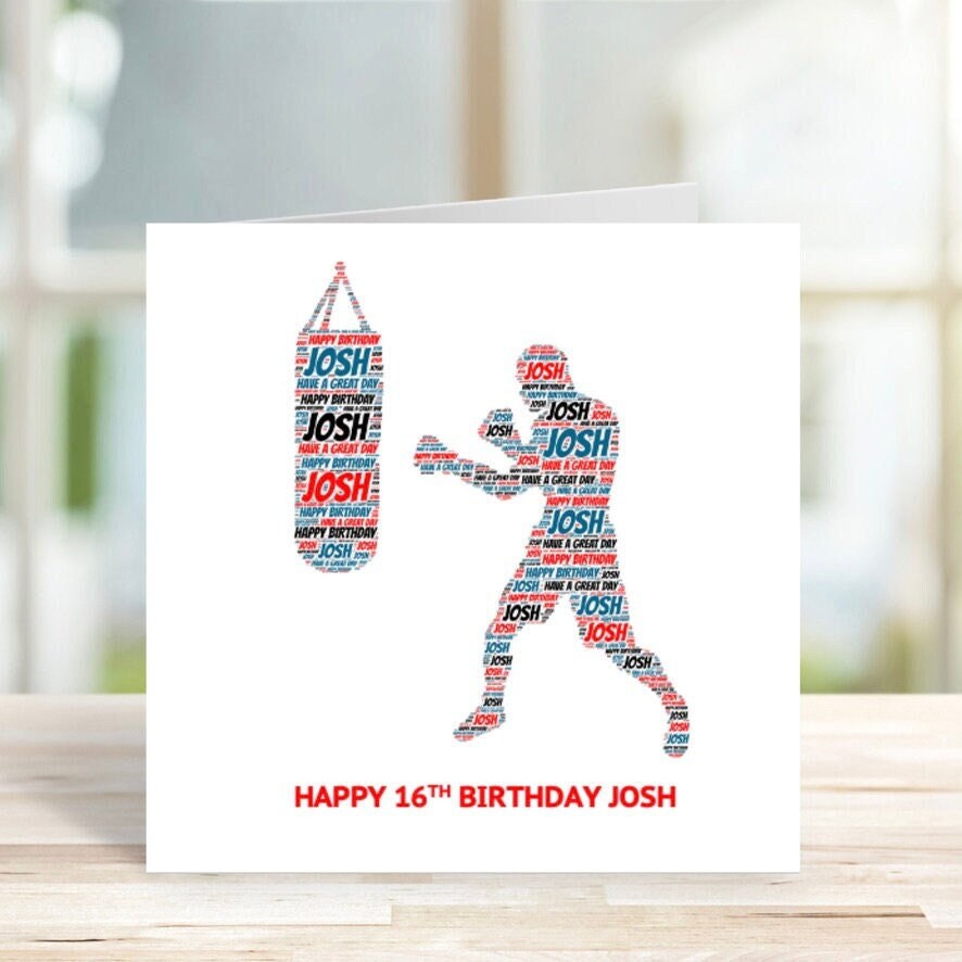 Personalised Boxing Birthday Card, Boxer & Punchbag Birthday Card ...