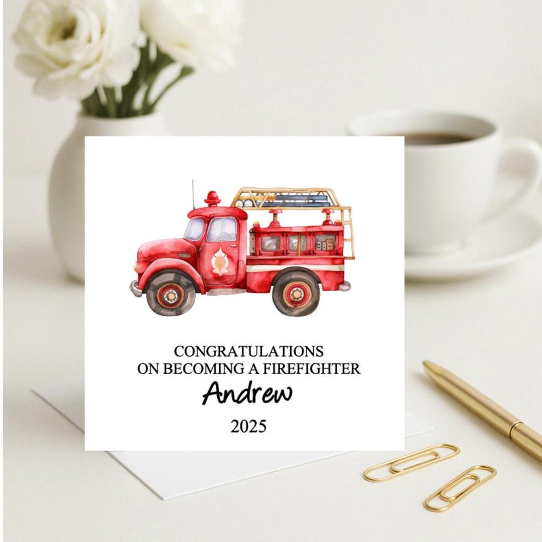 Congratulations Card for Firefighter, Personalised Fireman Graduation ...