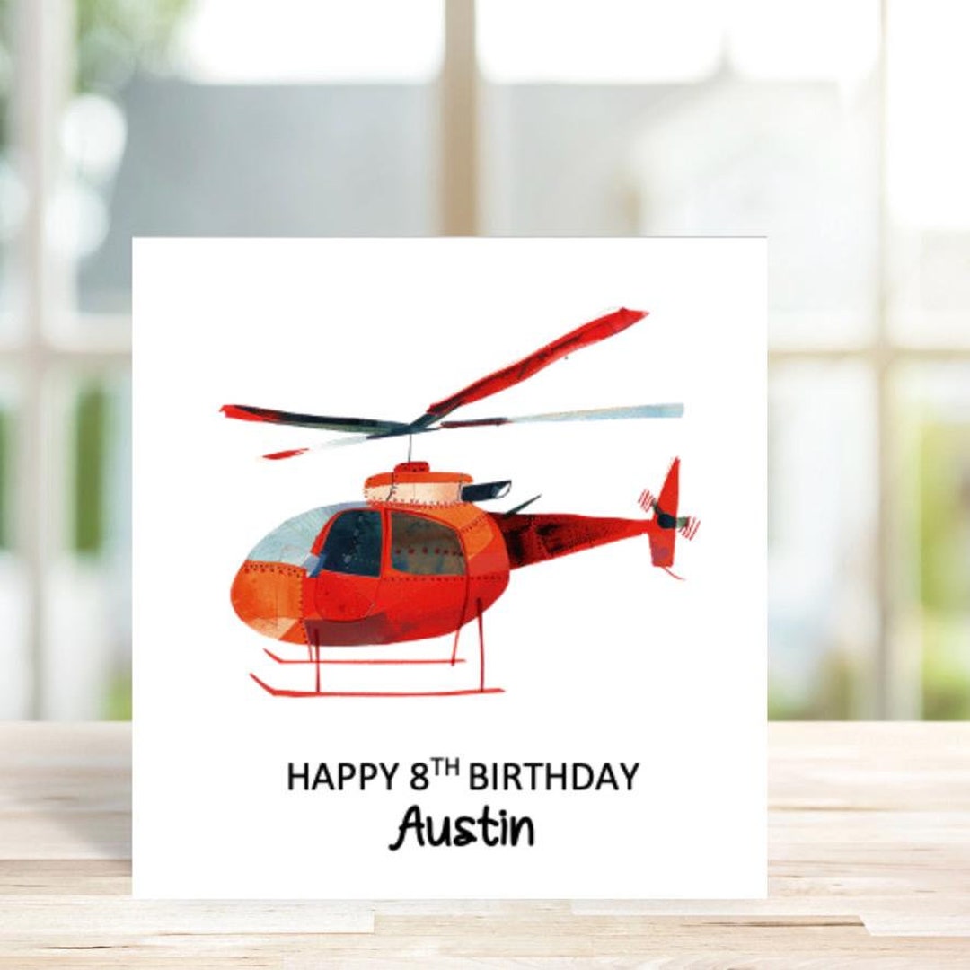 Personalised Helicopter Birthday Card, Personalised Birthday Card, Card ...