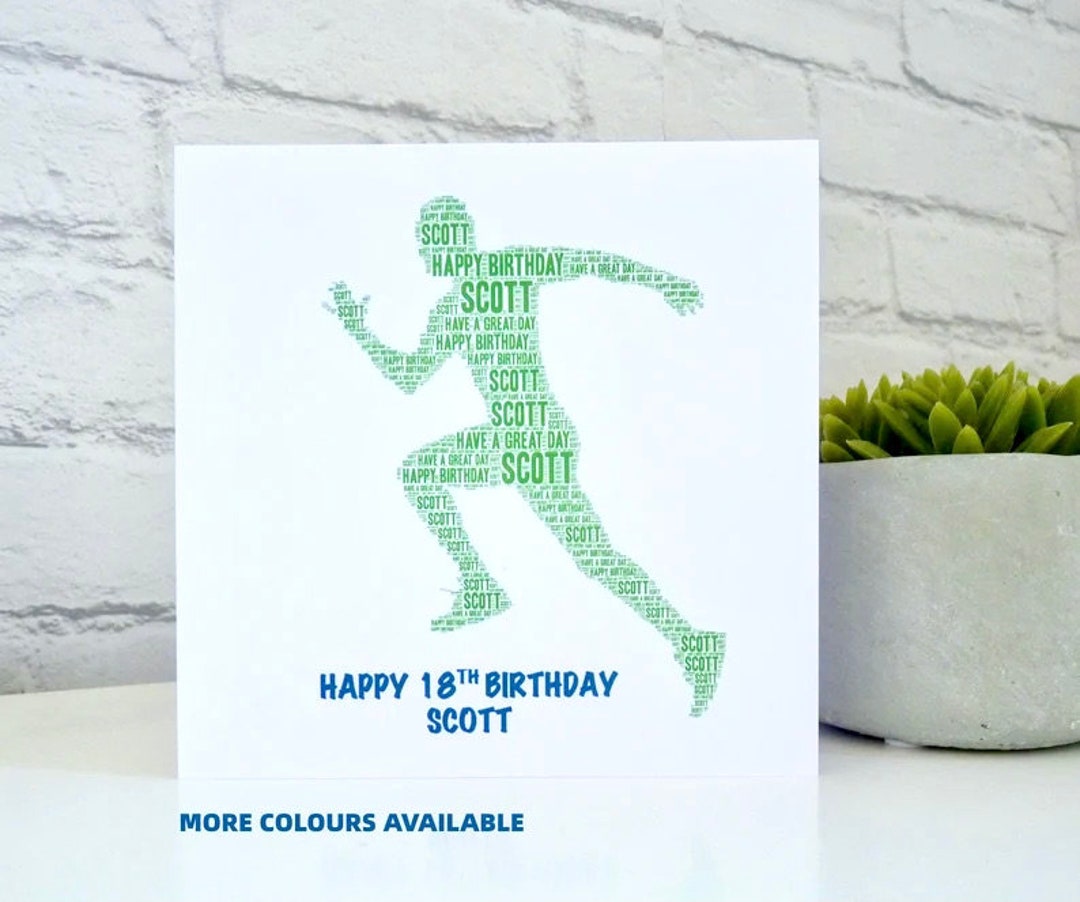 Personalised Male Runner Card, Personalised Birthday Card, Personalised ...