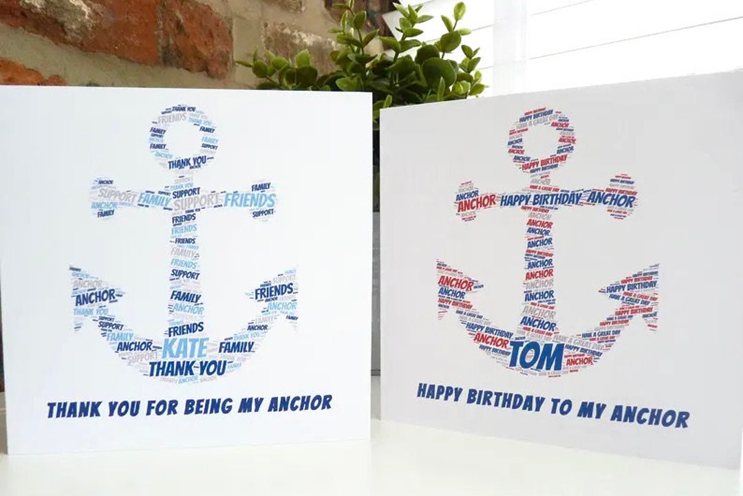 Personalised Anchor Card, Personalised Anchor Thank You Card ...