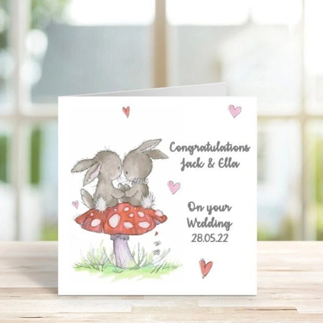 Personalised Wedding Card, Toadstool for Two Card, Cute Wedding Card ...