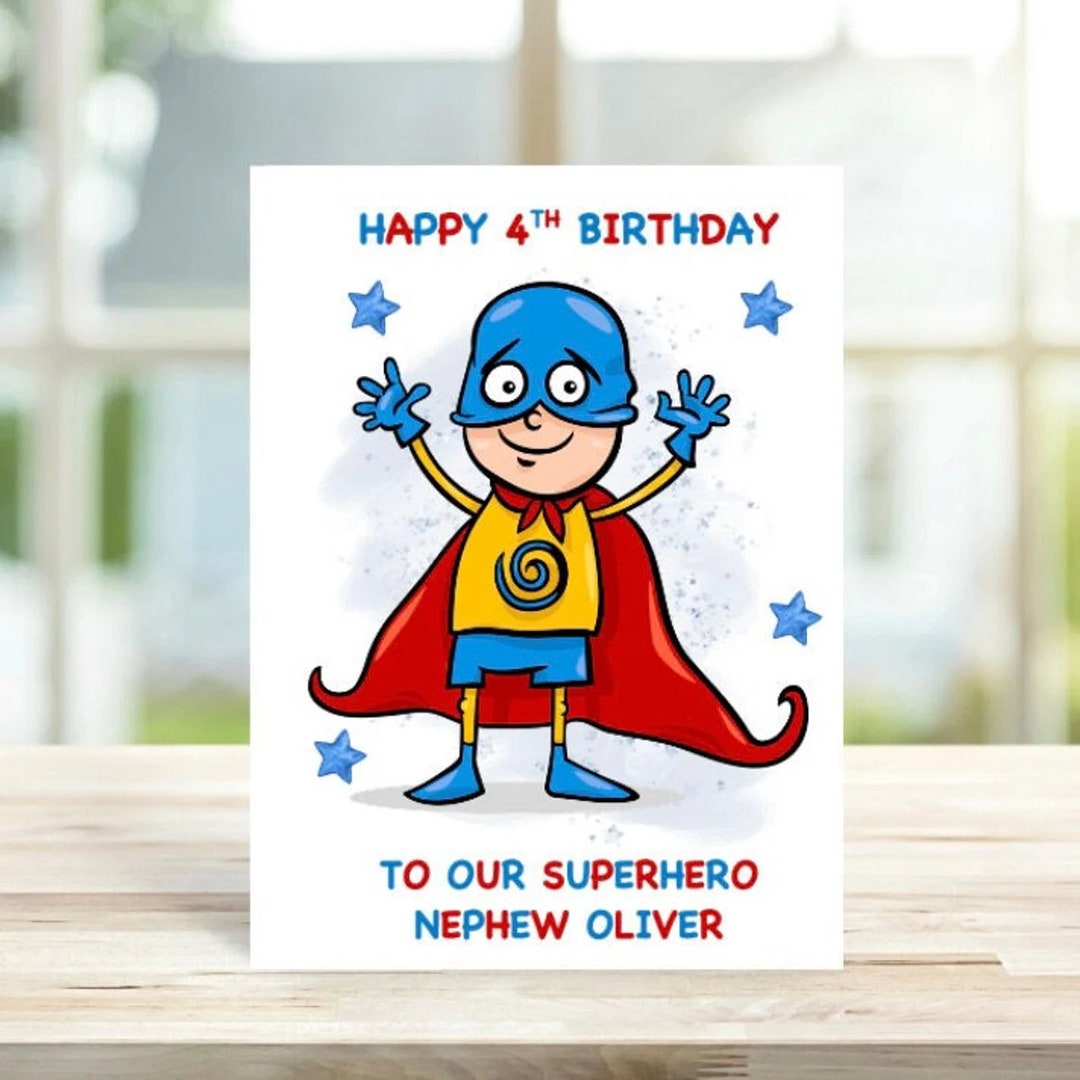 Personalised Children's Superhero Birthday Card, Superhero Card ...