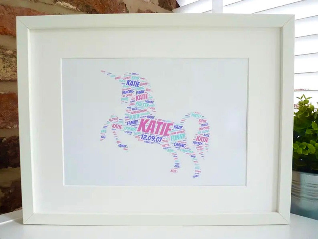 Personalised Unicorn Print, Unicorn Print, Unicorn Wall Art , Unframed ...