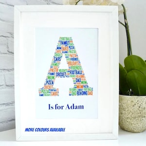 Personalised Initial Print, Personalised Name Print, Word Art Print ...