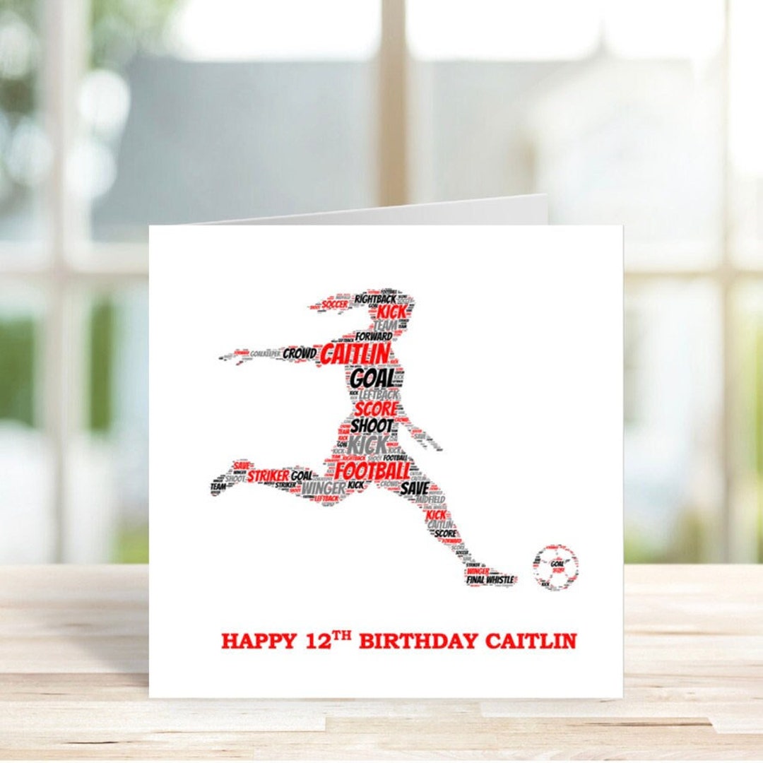 Personalised Girl Footballer Card, Personalised Girl Soccer Player Card ...