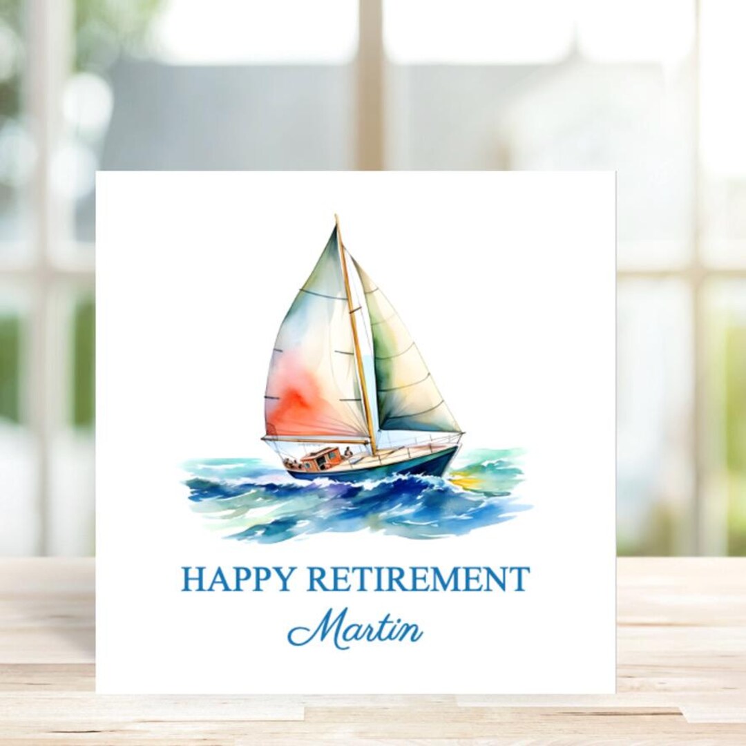 Personalised Yacht Retirement Card, Sailing Retirement Card ...