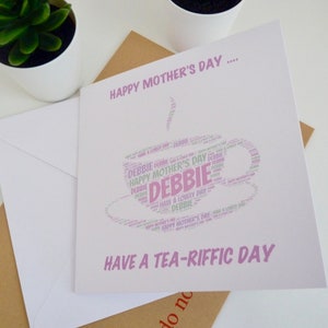 Personalised Mothers Day Tea Cup Card, Personalised Tea Cup Birthday ...