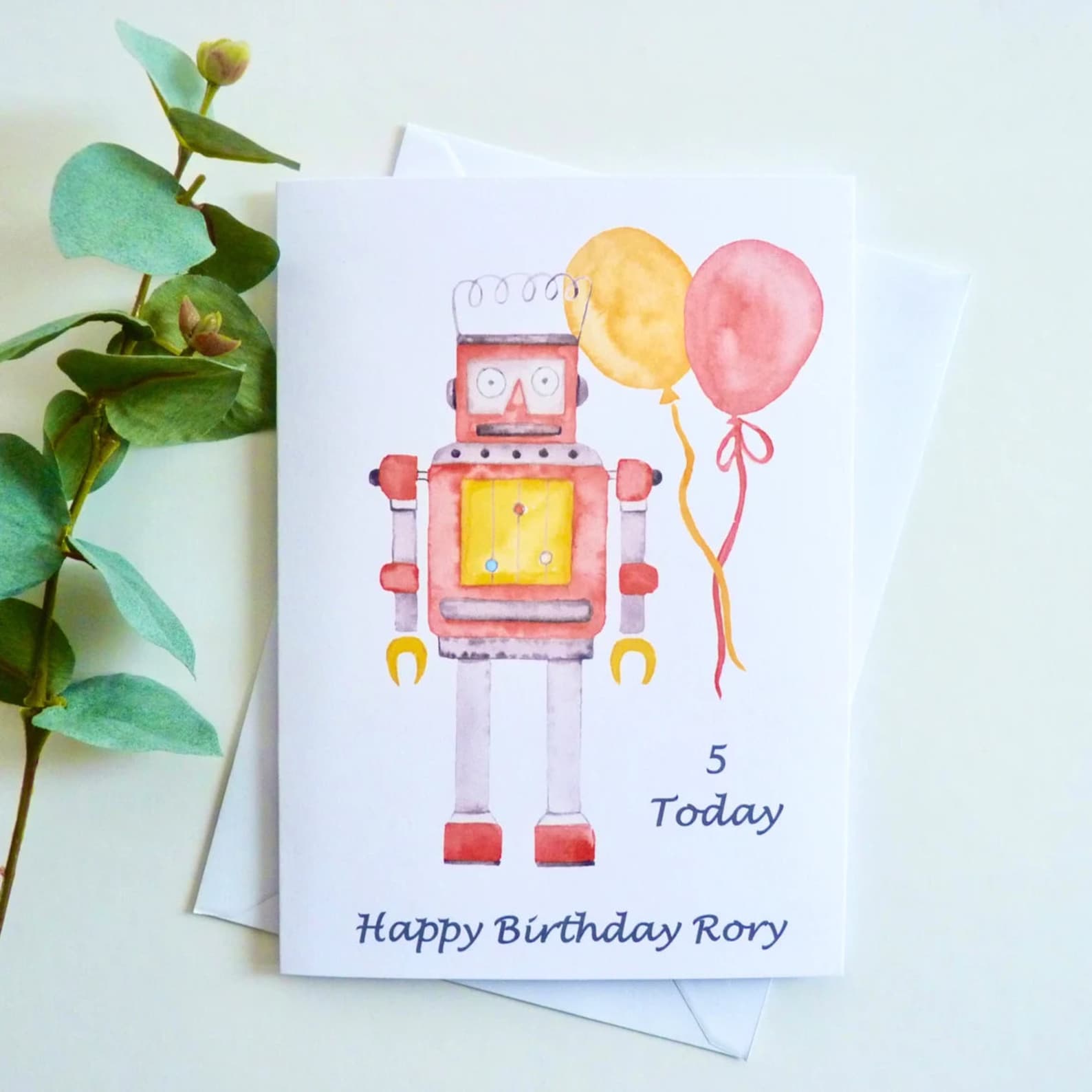 Personalised Robot Birthday Card Red Robot Card Card for - Etsy