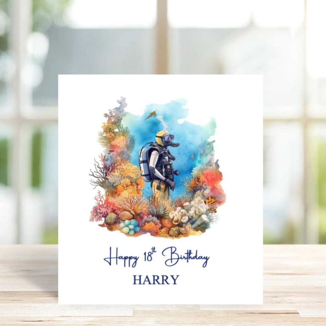 Personalised Scuba Diving Birthday Card, Personalised Diving Birthday ...