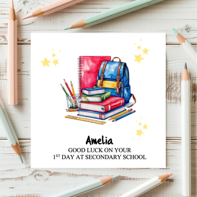 Personalised Good Luck at High School Card, Secondary School Good Luck ...