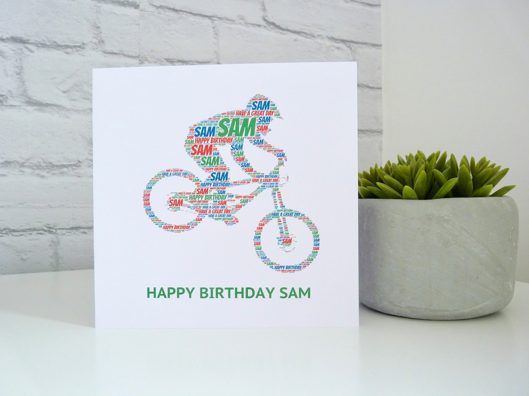 Personalised Mountain Biker Birthday Card, Downhill Mountain Bike Card ...