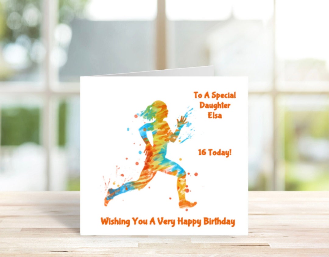 Personalised Runner Birthday Card, Personalised Female Runner Card ...