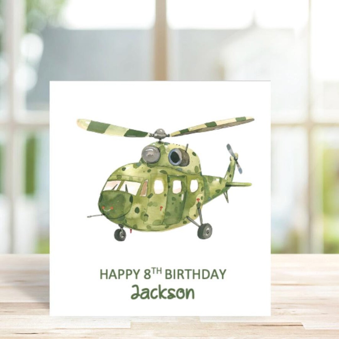 Personalised Helicopter Birthday Card, Personalised Birthday Card, Card ...