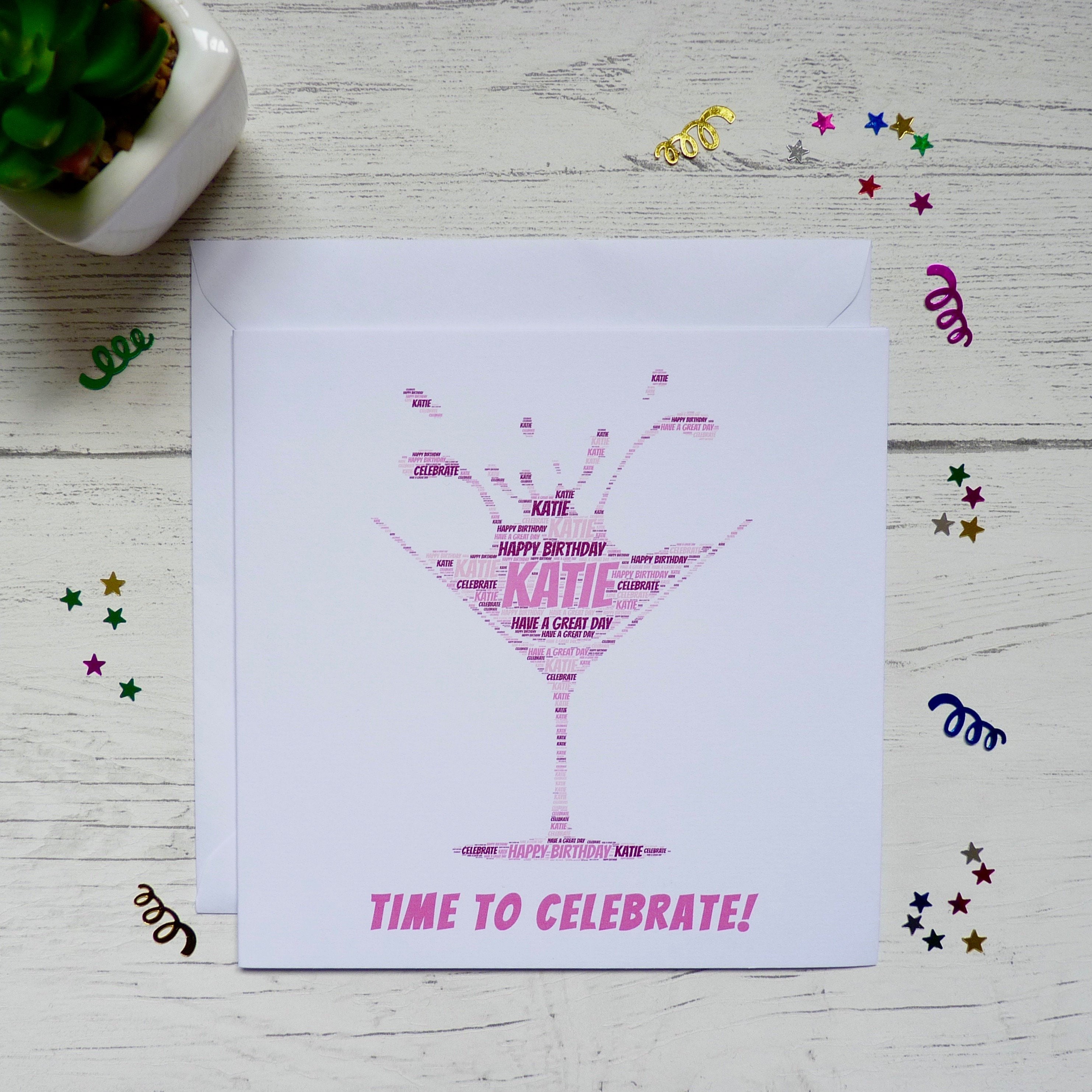 Personalised Cocktail Glass Birthday Card Personalised | Etsy