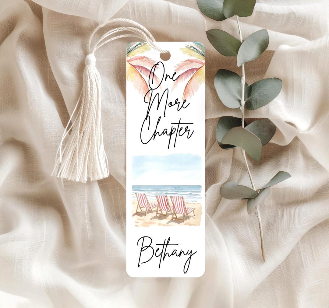 Personalised Beach Themed Bookmark, Palm Trees Bookmark, Personalised ...