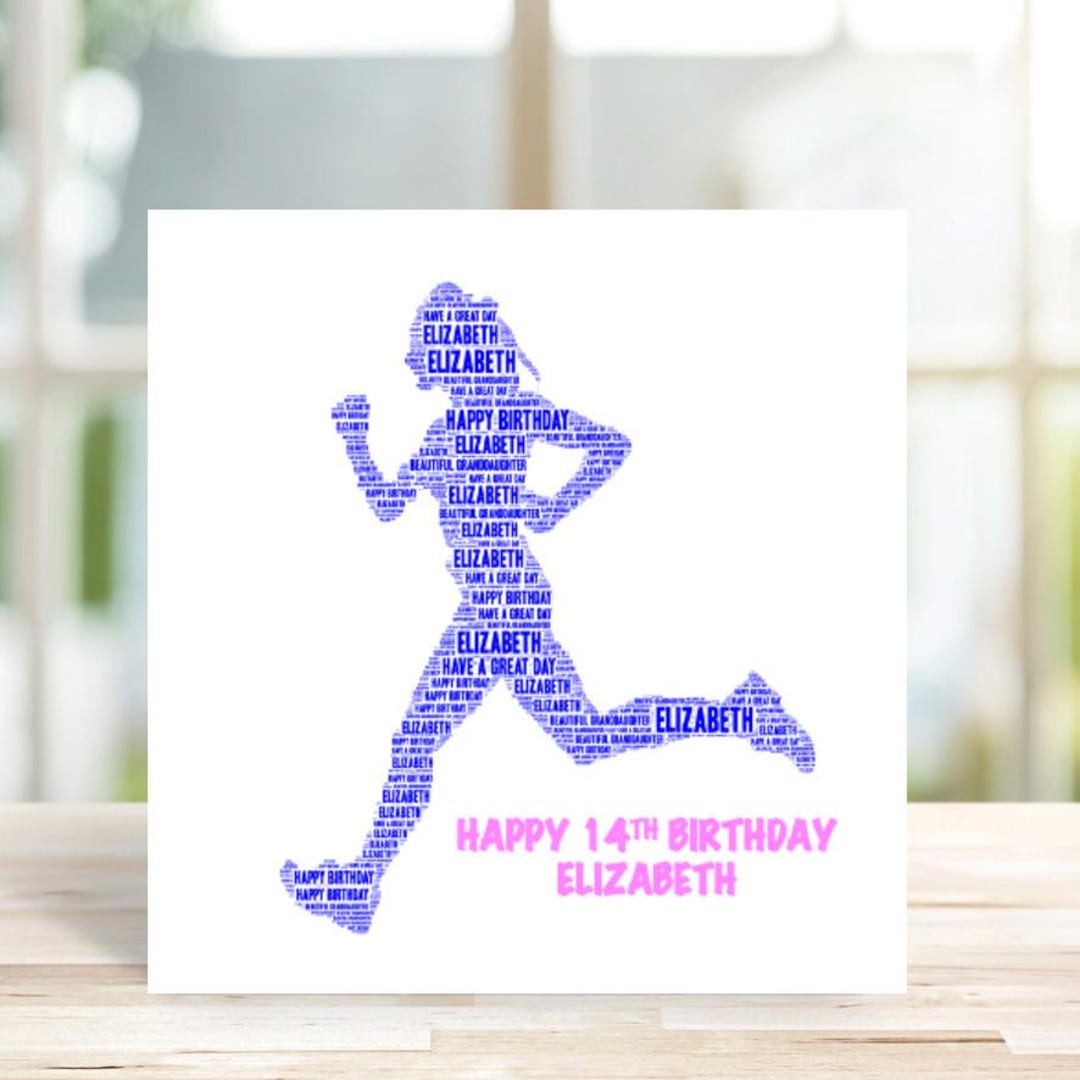 Personalised Female Runner Card, Personalised Birthday Card ...