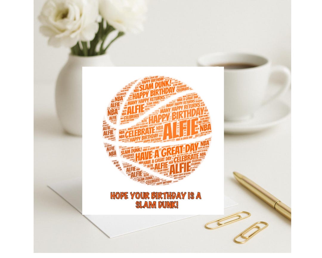 Personalised Basketball Birthday Card, Sports Birthday Card, Slam Dunk ...
