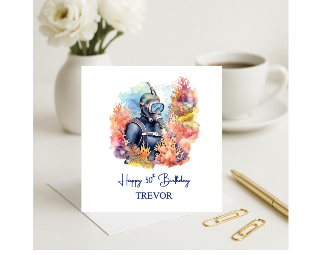 Personalised Scuba Diving Birthday Card, Personalised Diving Birthday ...