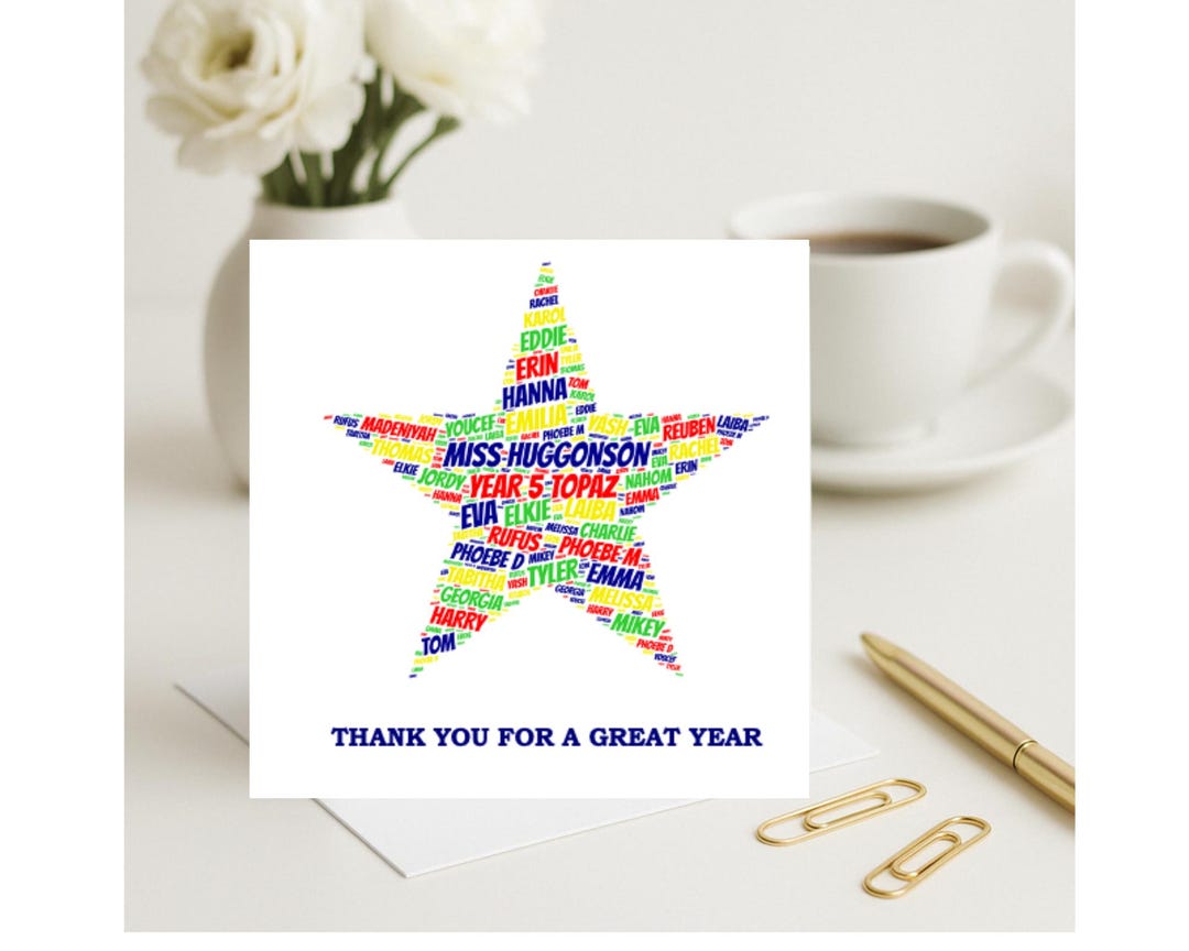 Personalised Star Teacher Card, Personalised Teacher Card, Personalised ...