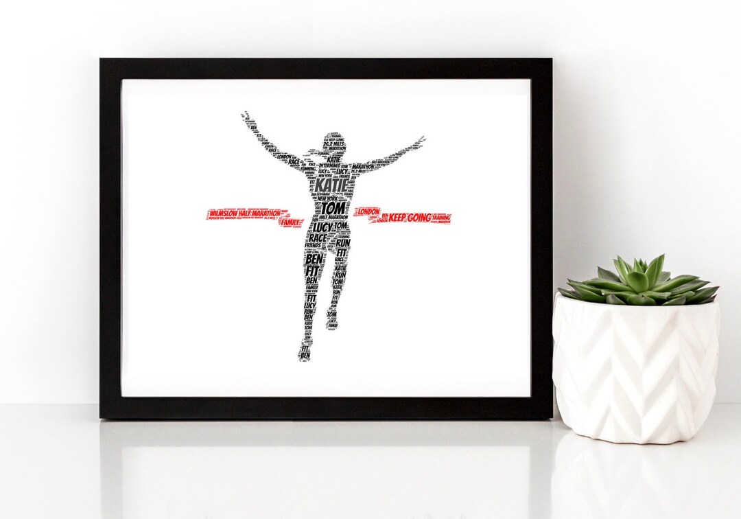 Personalised Female Marathon Runner Print, Personalised Running Print ...