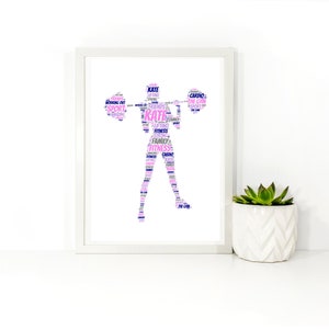 Personalised Female Fitness Barbell Print, Weightlifting Print, Fitness ...